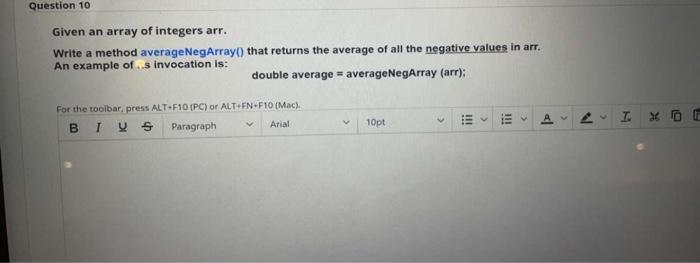 Solved Question 10 Given an array of integers arr. Write a | Chegg.com