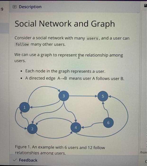 Solved e Description 19 Social Network and Graph Consider a | Chegg.com