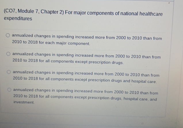 Solved (CO7, ﻿Module 7, ﻿Chapter 2) ﻿For major components of | Chegg.com