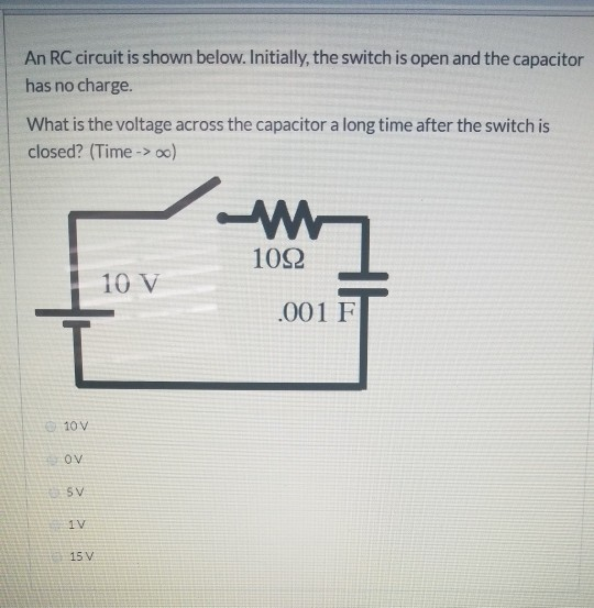 Solved An RC circuit is shown below. Initially, the switch | Chegg.com