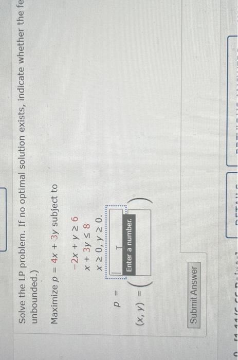 Solved Solve the LP problem. If no optimal solution exists, | Chegg.com