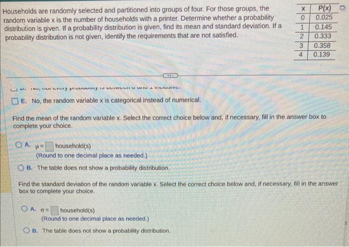 Solved Households are randomly selected and partitioned into | Chegg.com
