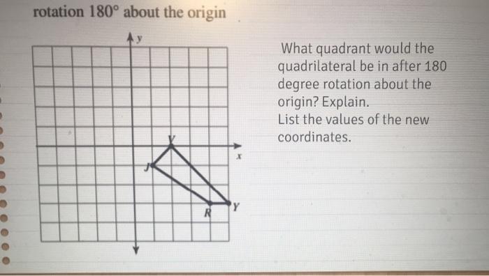 Solved rotation 180° about the origin What quadrant would | Chegg.com