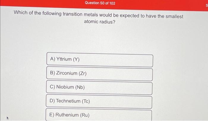 Solved S Question 50 of 102 Which of the following | Chegg.com