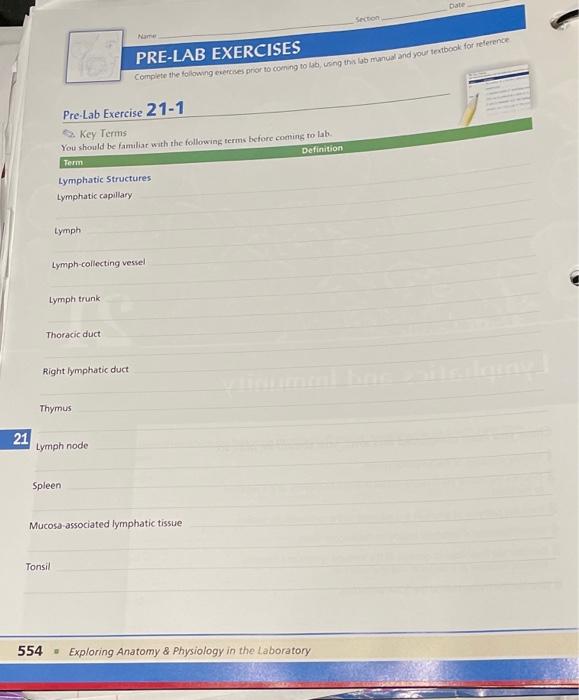 Solved Date Sector Name PRE-LAB EXERCISES Complete the | Chegg.com