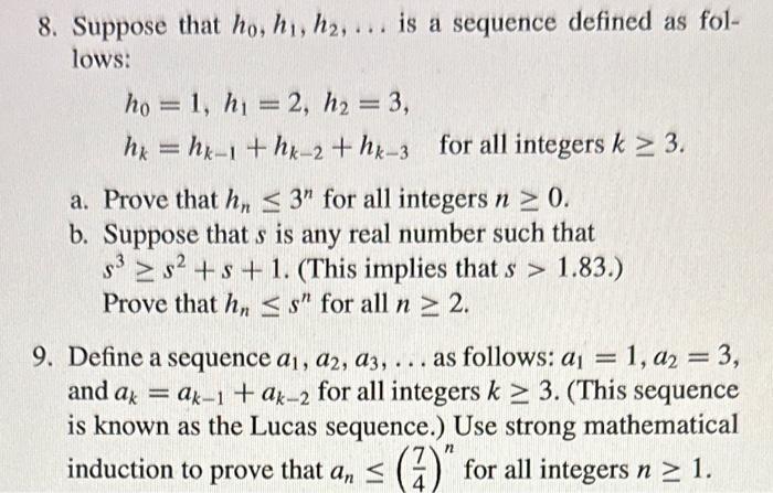 Solved 8. Suppose that h0,h1,h2,… is a sequence defined as | Chegg.com