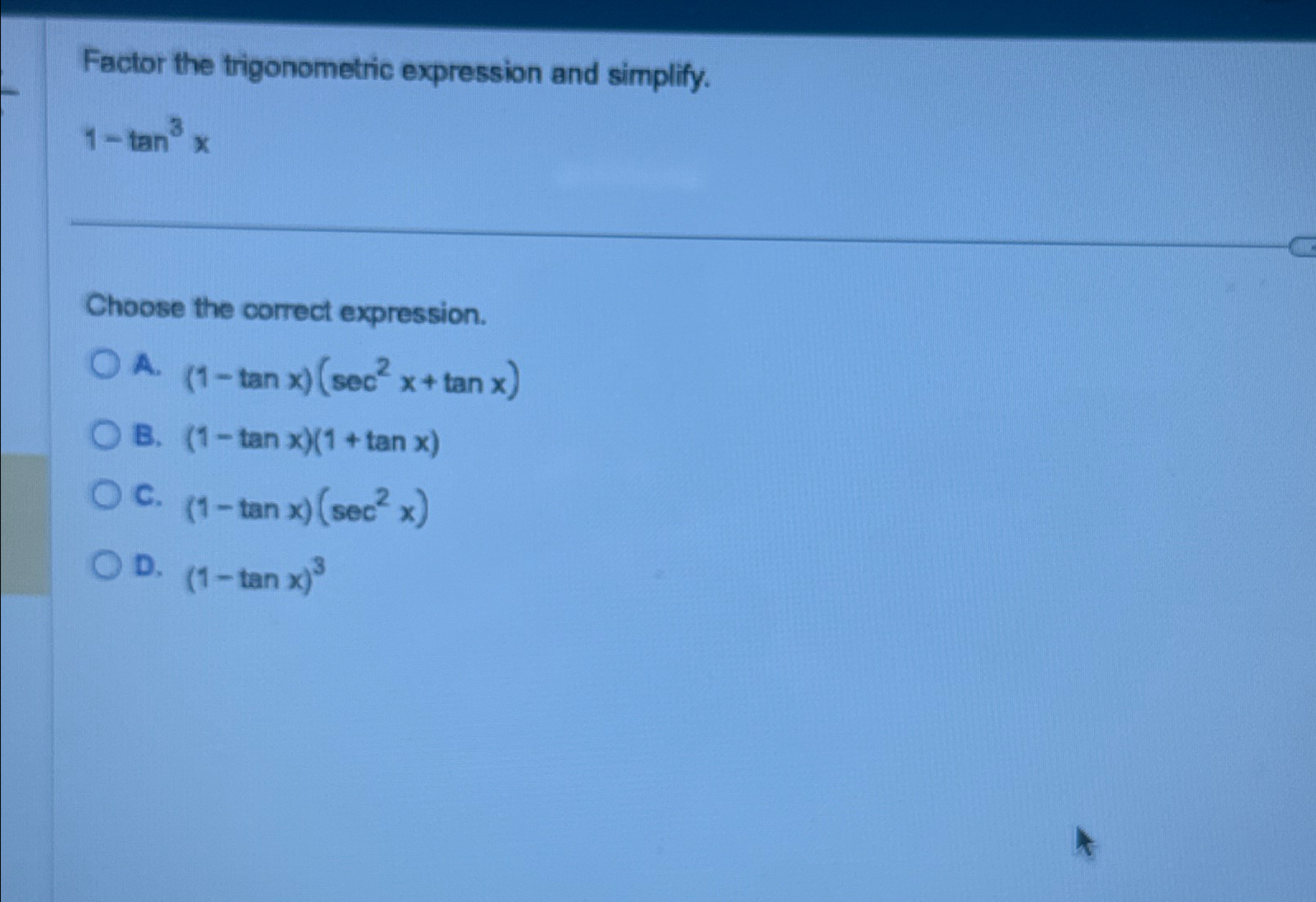 Solved Factor the trigonometric expression and | Chegg.com