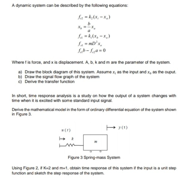 Solved A dynamic system can be described by the following | Chegg.com