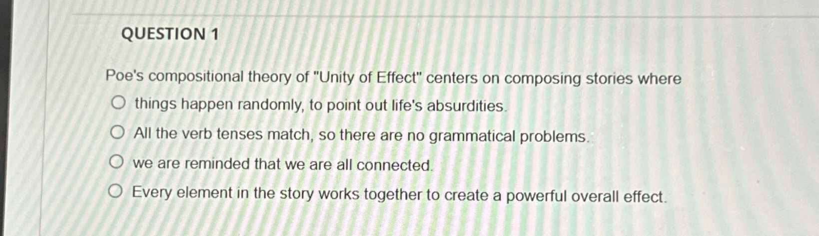 Solved QUESTION 1Poe's compositional theory of "Unity of | Chegg.com