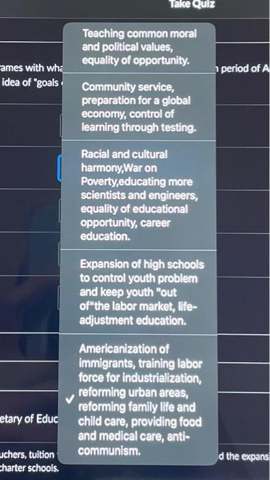 Match the following time frames with what Joel Spring | Chegg.com