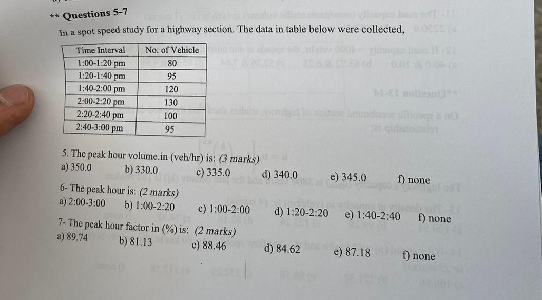 Solved ** Questions 5-7 OBS In a spot speed study for a | Chegg.com