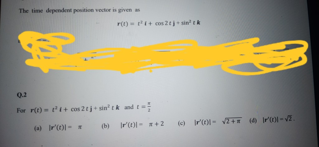 Solved The time dependent position vector is given as r(t) = | Chegg.com