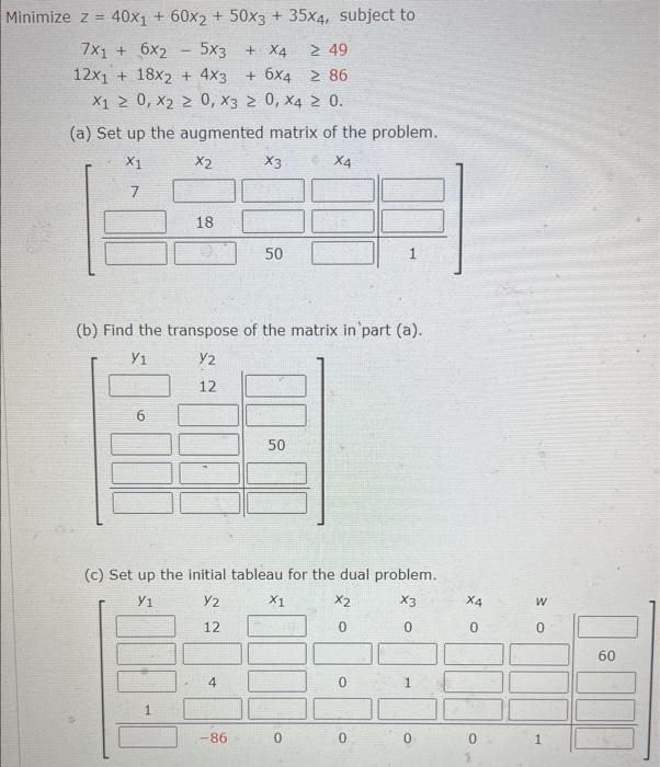 Solved z=40x1+60x2+50x3+35x4, subject to | Chegg.com