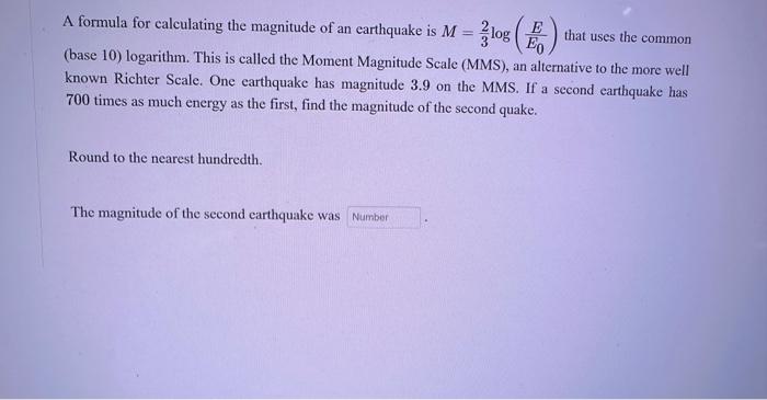 Solved A formula for calculating the magnitude of an | Chegg.com