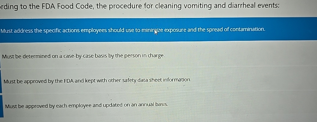 Solved rding to the FDA Food Code, the procedure for | Chegg.com