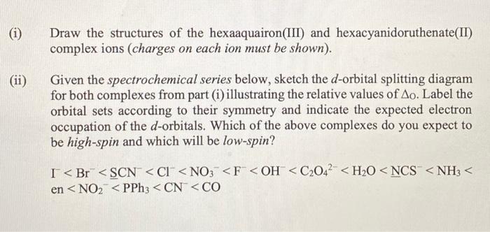 Solved Draw the structures of the hexaaquairon(III) and | Chegg.com
