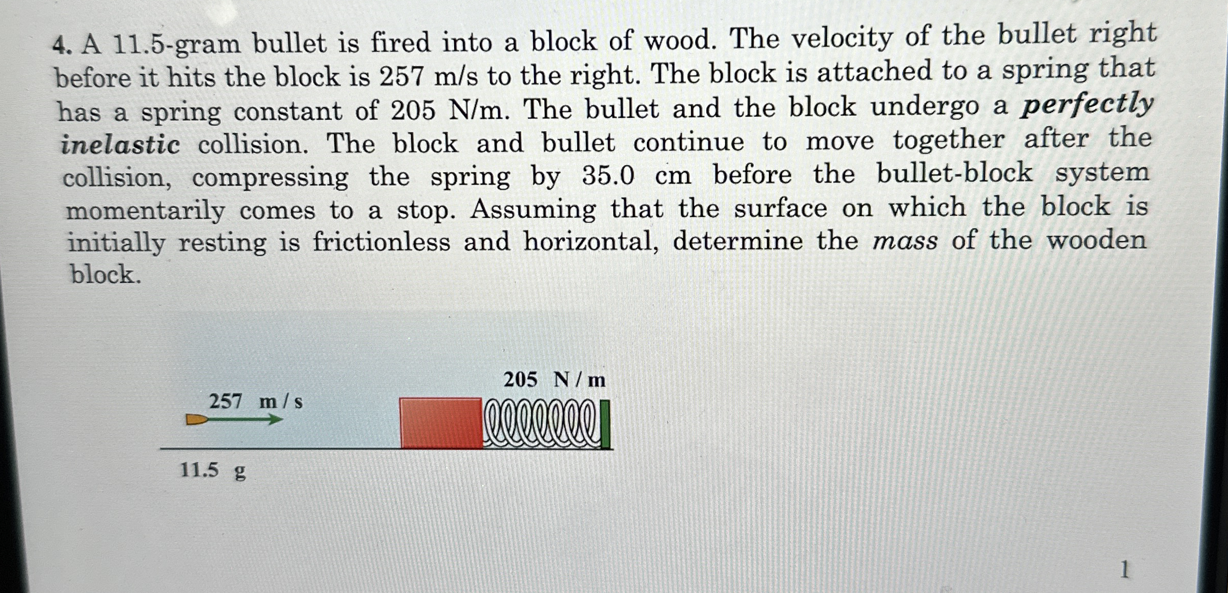 Solved A 11.5 -gram bullet is fired into a block of wood. | Chegg.com
