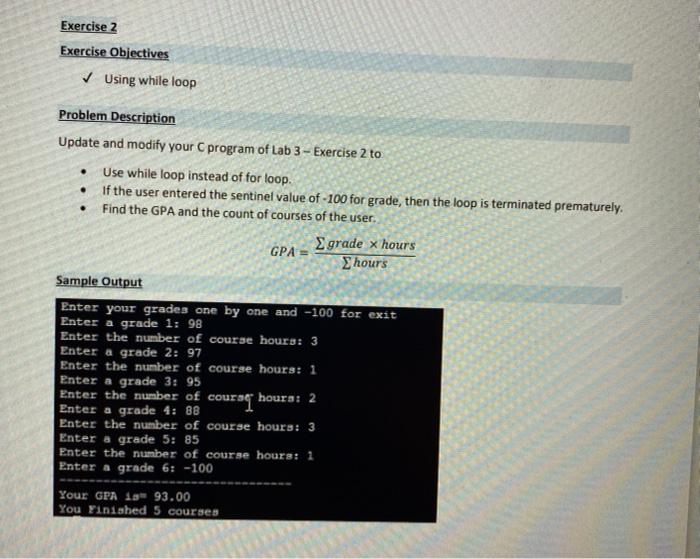 Solved Exercise 2 Exercise Objectives Using while loop . | Chegg.com