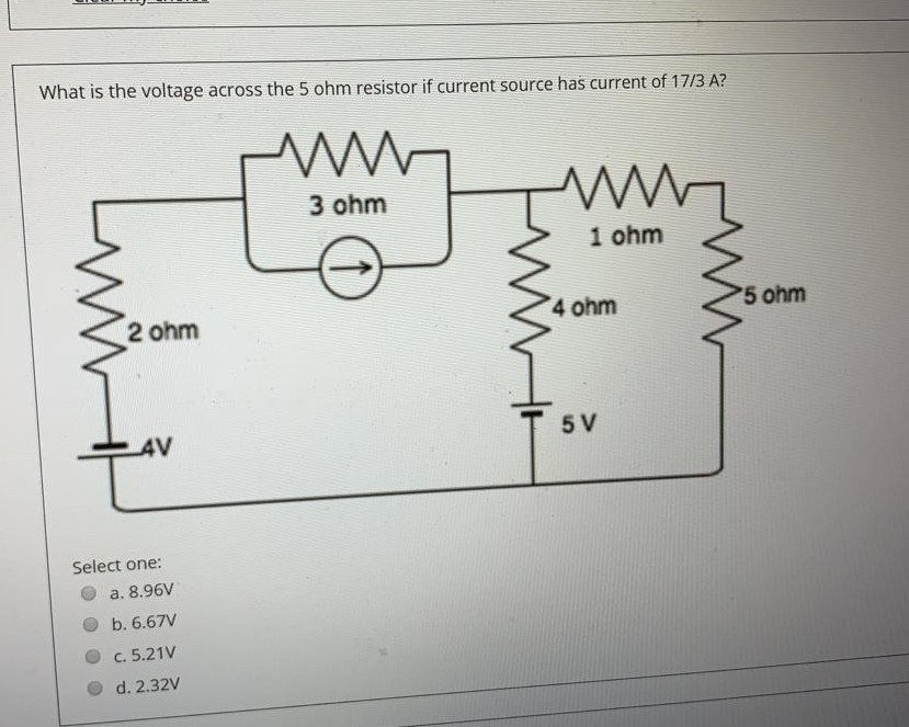 Solved What is the voltage across the 5 ohm resistor if | Chegg.com