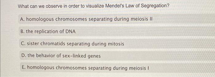 Solved What can we observe in order to visualize Mendel's | Chegg.com