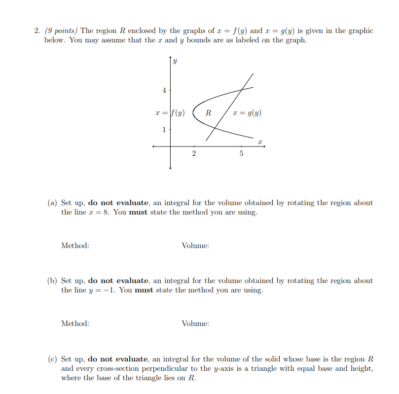 Solved (9 ﻿points) ﻿The region R ﻿enclosed by the graphs of | Chegg.com