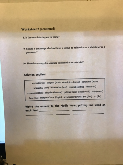 Solved Worksheet 2 Descriptive Versus Inferential Statistics | Chegg.com