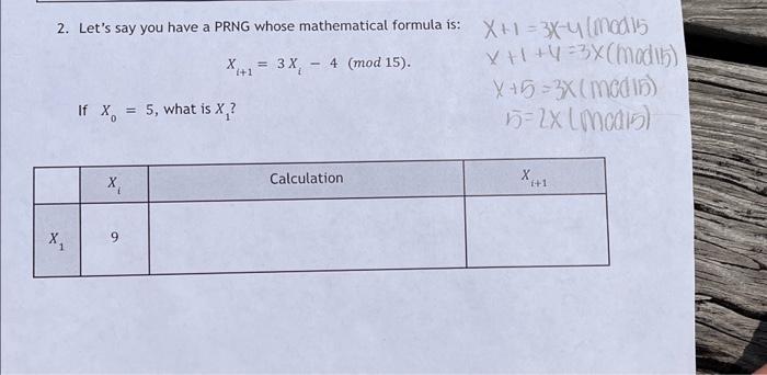 Solved 2. Let's say you have a PRNG whose mathematical | Chegg.com