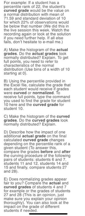 Curved grade Average Standard Deviation 71.185 10.00 | Chegg.com