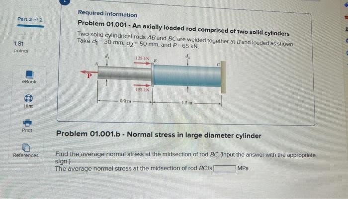 Solved Required information Problem 01.001 - An axially | Chegg.com