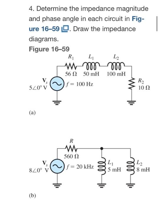 Solved 4. Determine the impedance magnitude and phase angle | Chegg.com