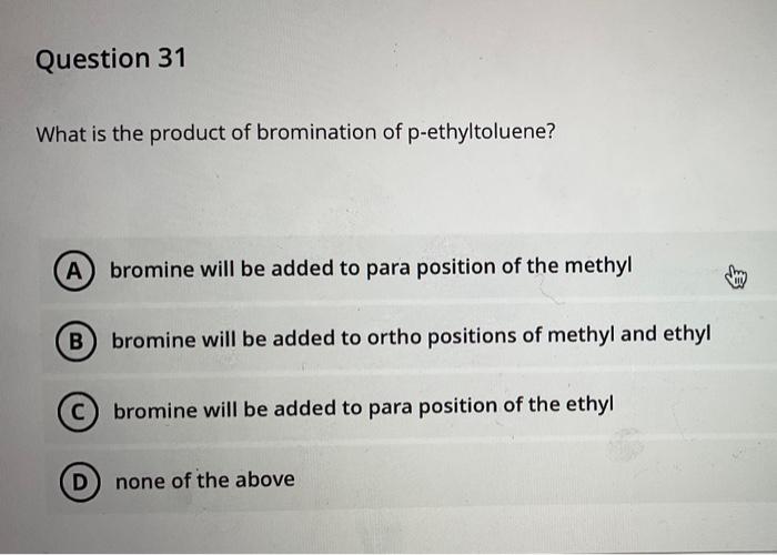 Solved What is the product of bromination of p-ethyltoluene? | Chegg.com