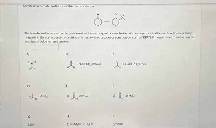 Solved Devise an alternate synthesis for this | Chegg.com