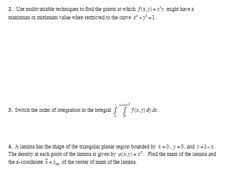Solved Use multivariable techniques to find the points at | Chegg.com