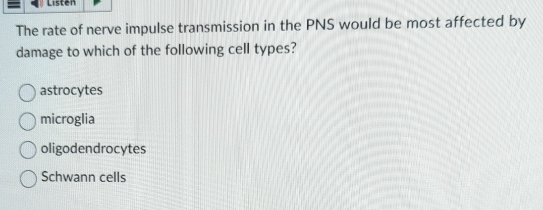 Solved The rate of nerve impulse transmission in the PNS | Chegg.com