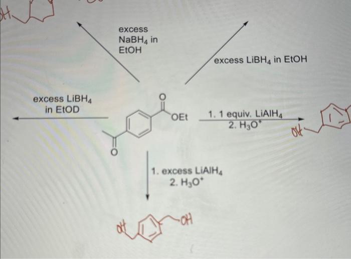 Solved 2.H3O+ 1. 1 equiv. LiAlH4oot 1. excess LiAlH4 2. H3O∗ | Chegg.com