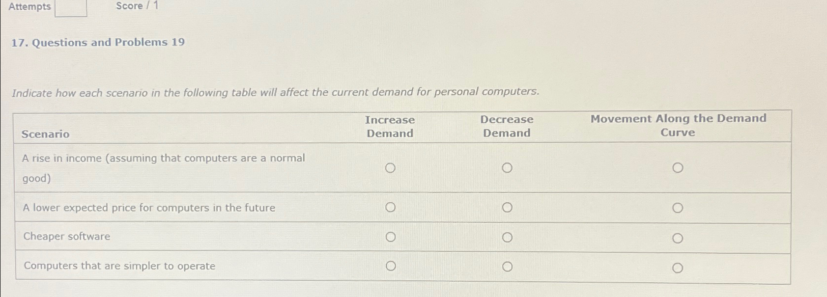 Solved AttemptsScore ?117. ﻿Questions and Problems | Chegg.com