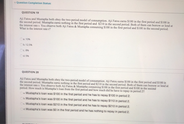 Solved Question Completion Status: QUESTION 19 Aji Fatou and | Chegg.com