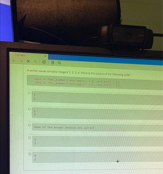 Solved A vector veca contains integers 1,2,3,4. What is the | Chegg.com