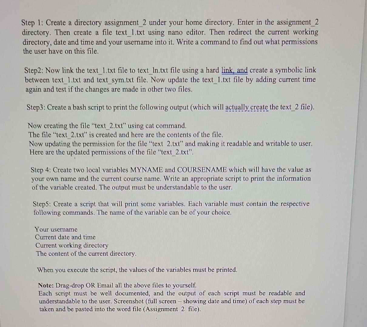 Solved Step 1: Create a directory assignment_2 under your | Chegg.com