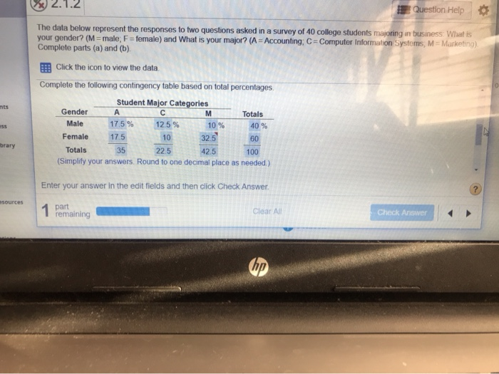 Solved 2.1.2 Question Help The data below represent the | Chegg.com