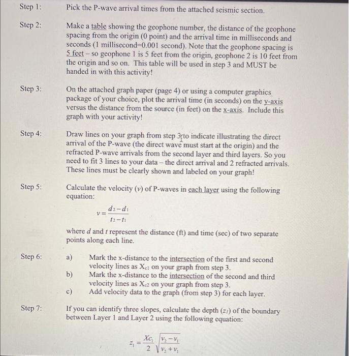 Solved Step 1: Pick the P-wave arrival times from the | Chegg.com