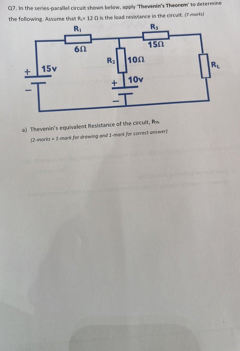 Solved Q7. In the series-parallel circuit shown below, apply | Chegg.com