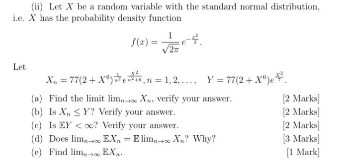 Solved (ii) Let X be a random variable with the standard | Chegg.com