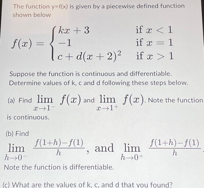 Solved The function y=f(x) is given by a piecewise defined | Chegg.com