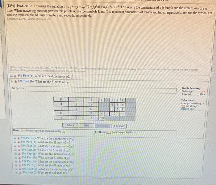 Solved (13\%) Problem 1: Consider the equation | Chegg.com