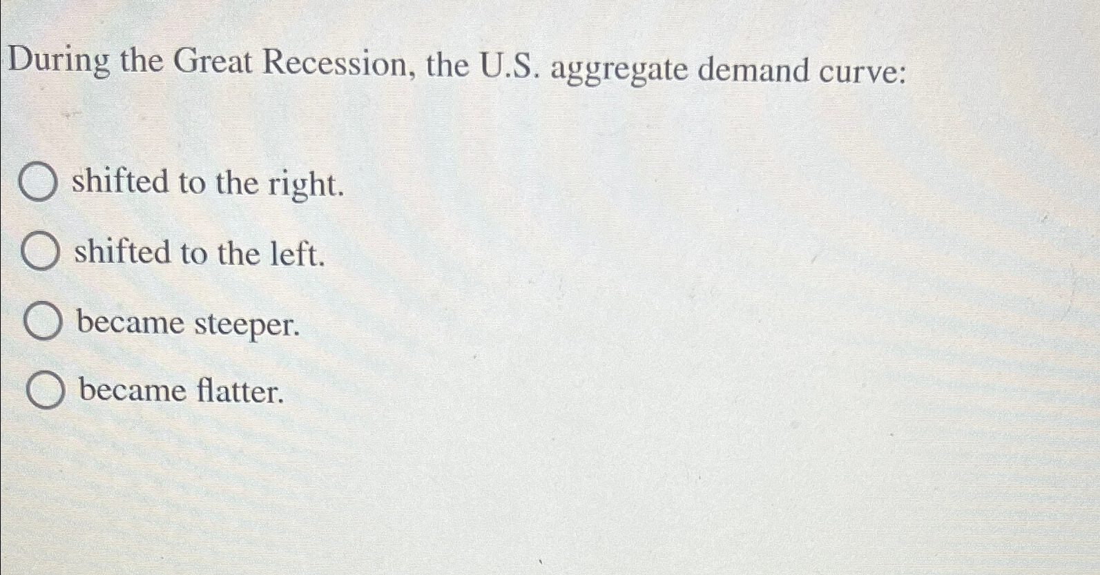 Solved During the Great Recession, the U.S. ﻿aggregate | Chegg.com