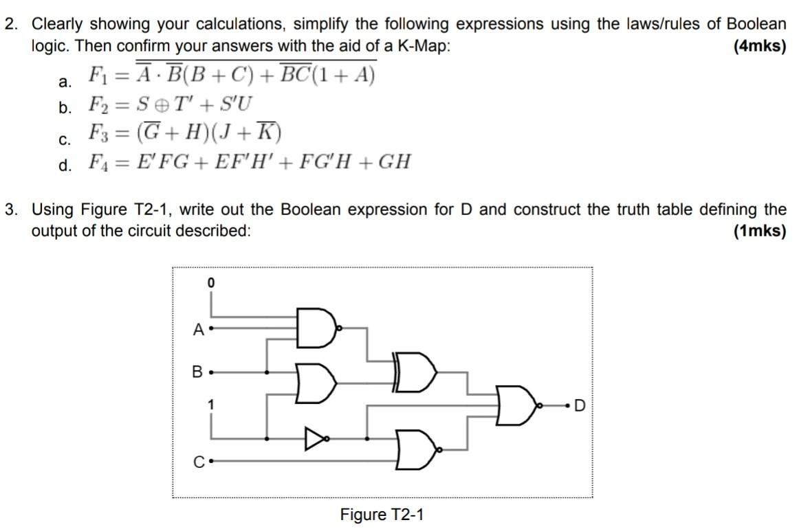 Solved 2. Clearly showing your calculations, simplify the | Chegg.com