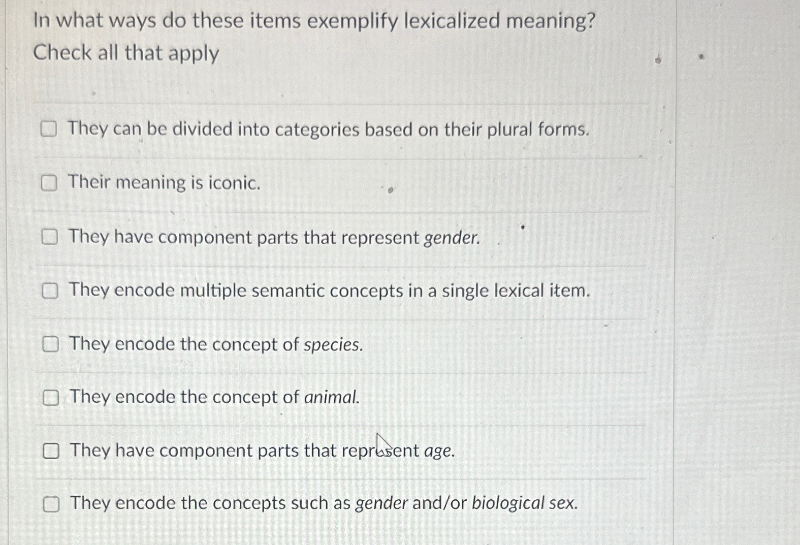 Solved In what ways do these items exemplify lexicalized | Chegg.com