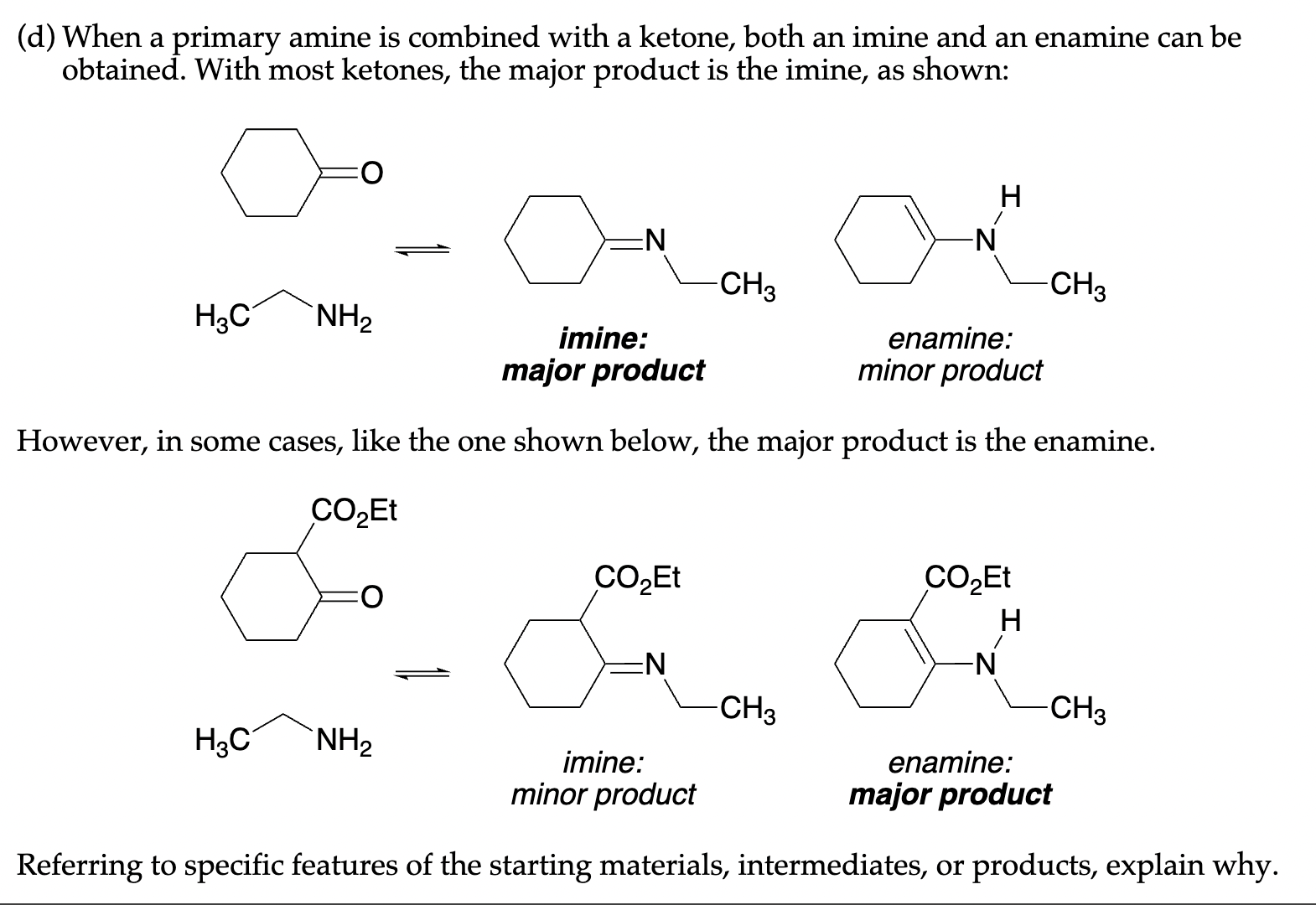 Solved (d) ﻿When a primary amine is combined with a ketone, | Chegg.com