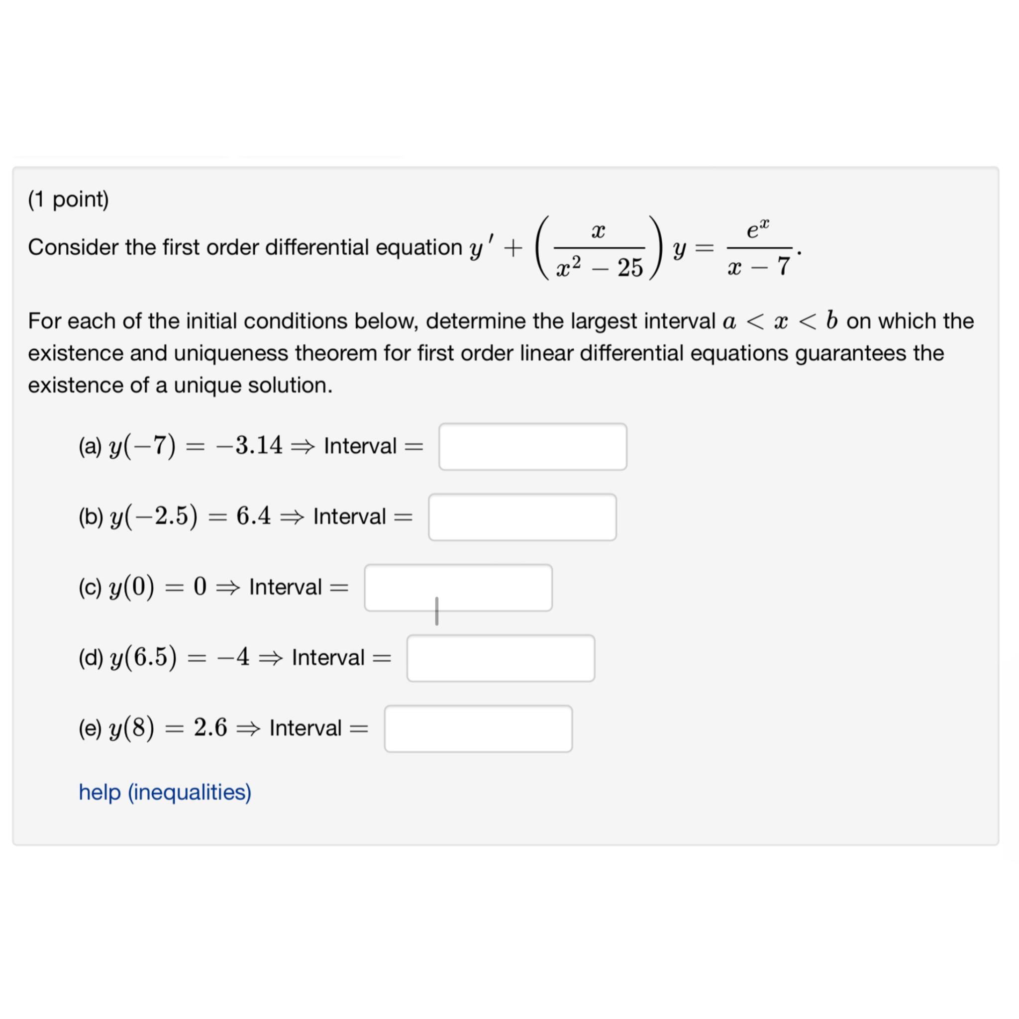 Solved 1 ﻿point Consider The First Order Differential
